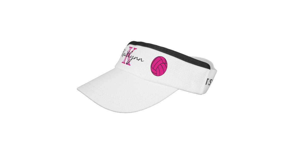Pink Volleyball Monogram Sport Sun Visor | Zazzle