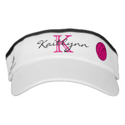 Pink Volleyball Monogram Sport Sun Visor | Zazzle