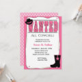 Pink Wanted Poster Birthday Invitation | Zazzle