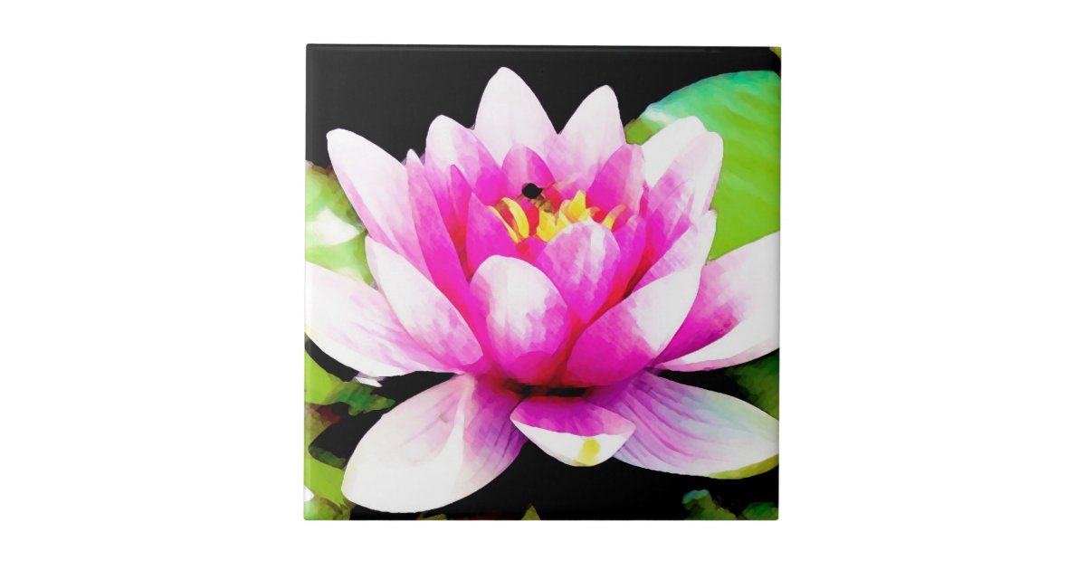 Pink water lily ceramic tile | Zazzle