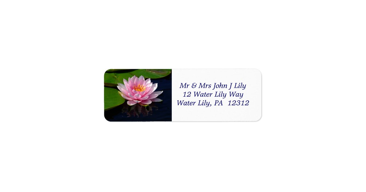 Pink Water Lily Return Address Label | Zazzle