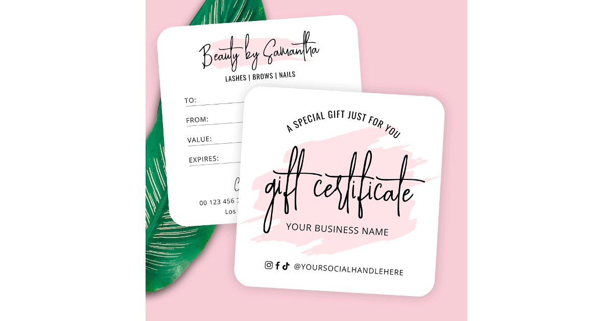 Pink Watercolor Aesthetician Lash Salon Gift Card | Zazzle