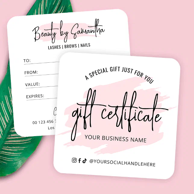 Pink Watercolor Aesthetician Lash Salon Gift Card | Zazzle