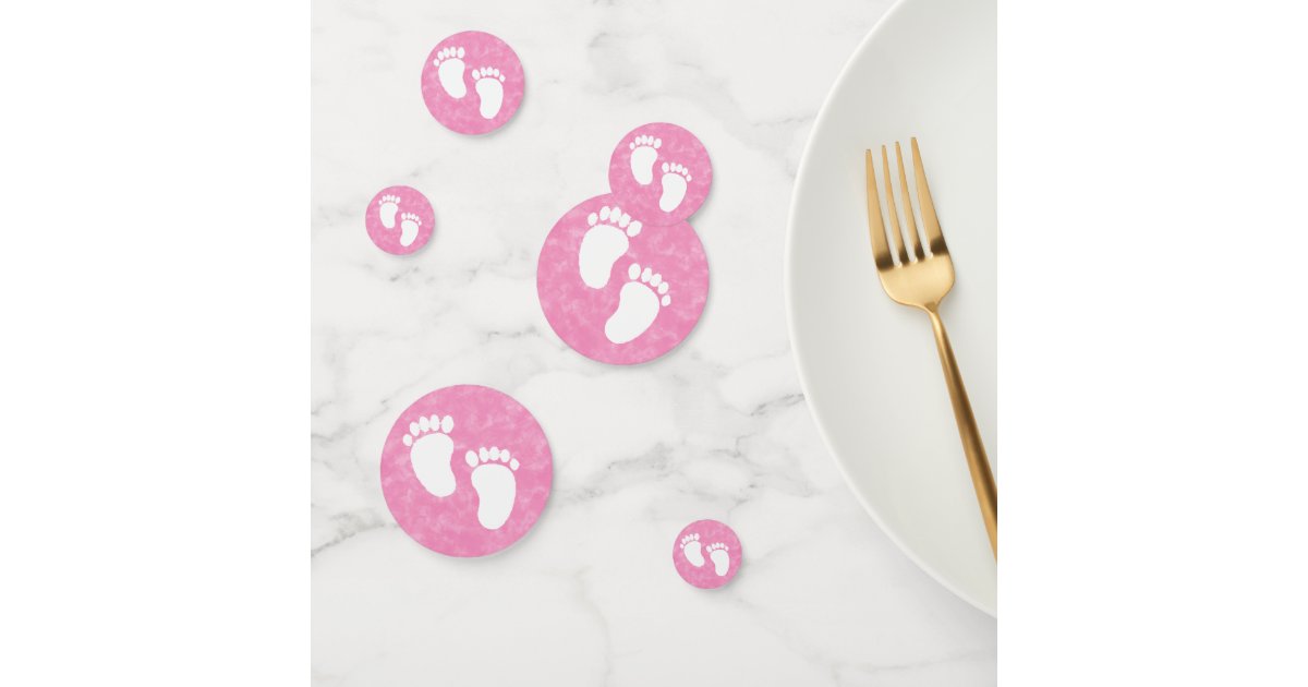 Pink Watercolor Baby Shower Foot Print Confetti | Zazzle