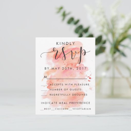 Pink Watercolor Background RSVP Invitation Card | Zazzle