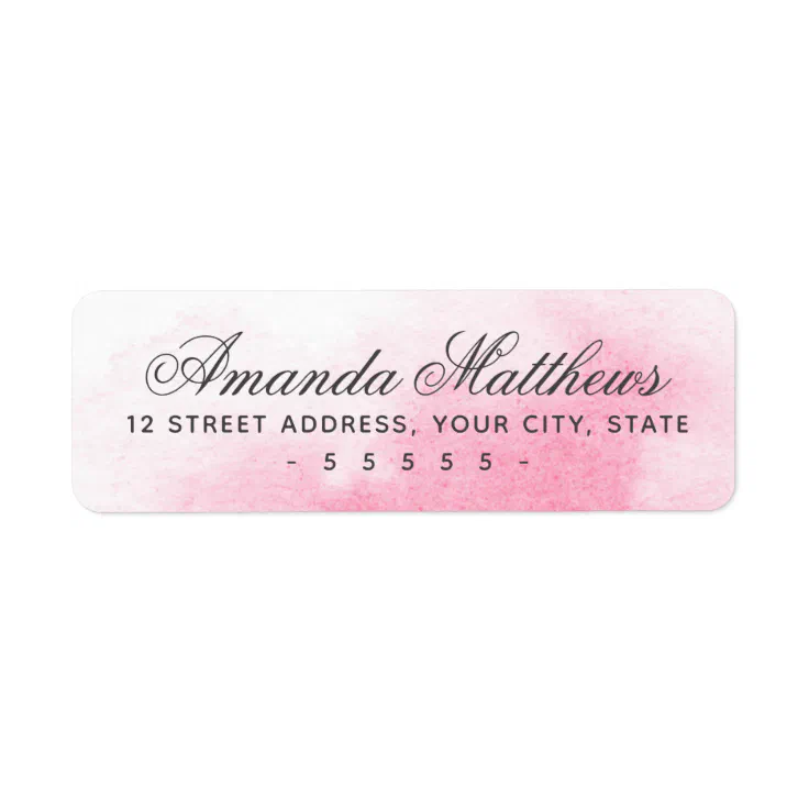 Pink watercolor calligraphy script address label | Zazzle