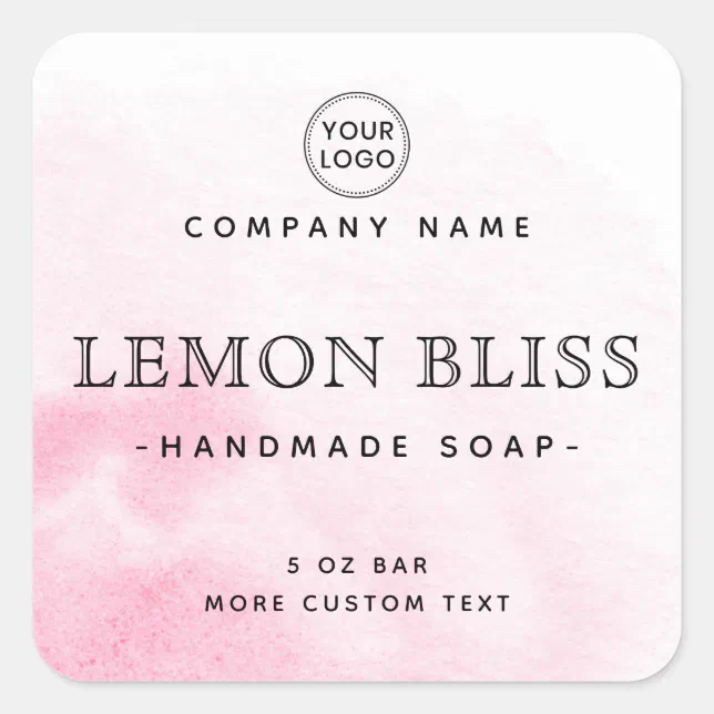 Pink watercolor chic square product labels | Zazzle