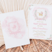 Pink Watercolor Crest Baby Shower Invitation | Zazzle