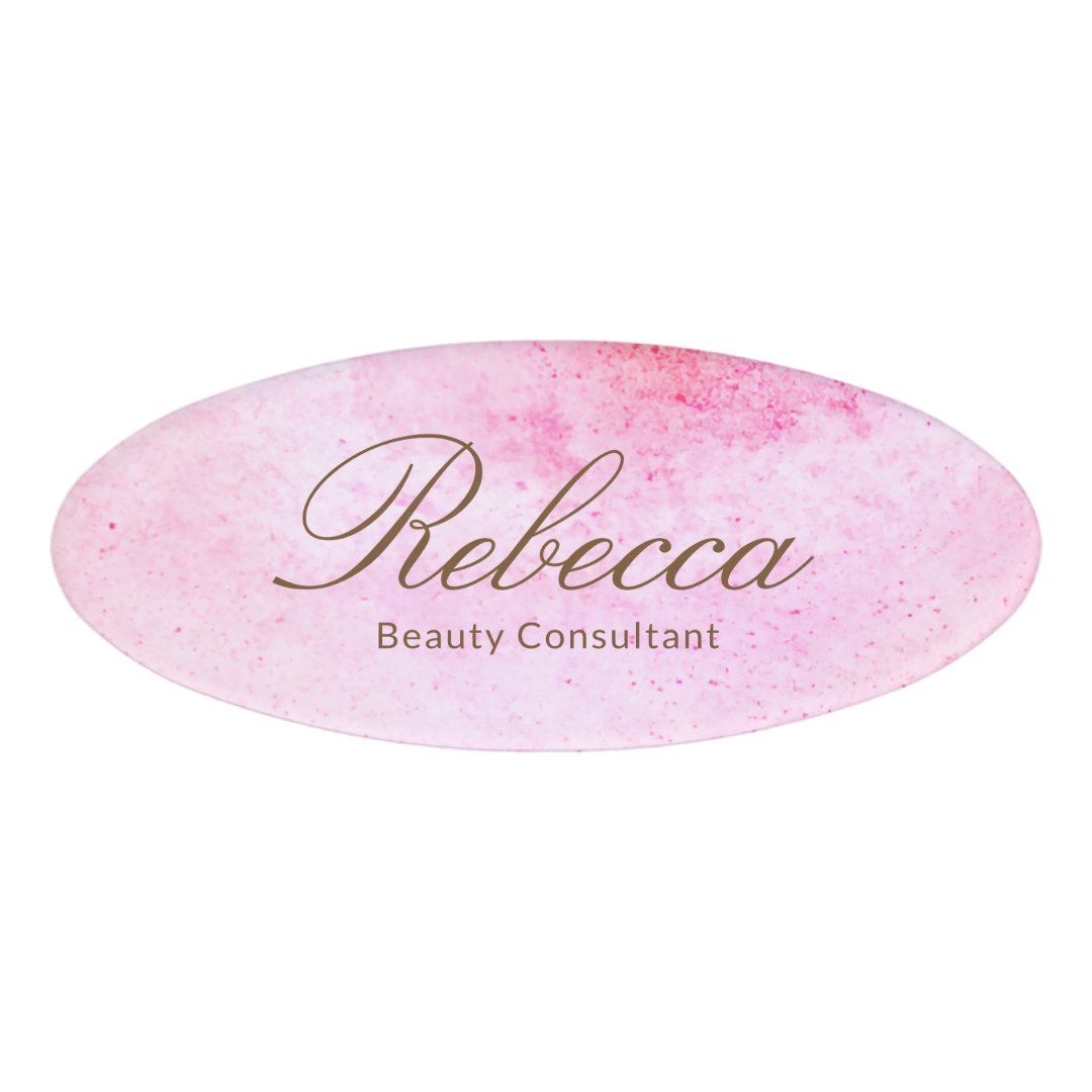 Pink Watercolor Employee Staff Magnetic Name Tag | Zazzle