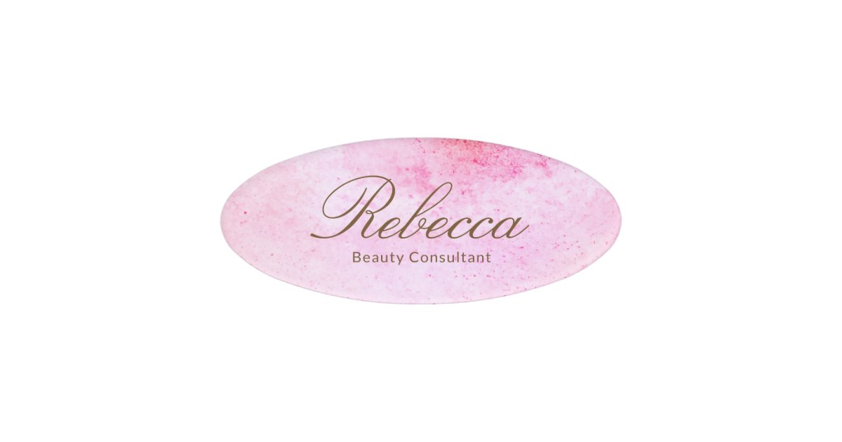 Pink Watercolor Employee Staff Magnetic Name Tag | Zazzle