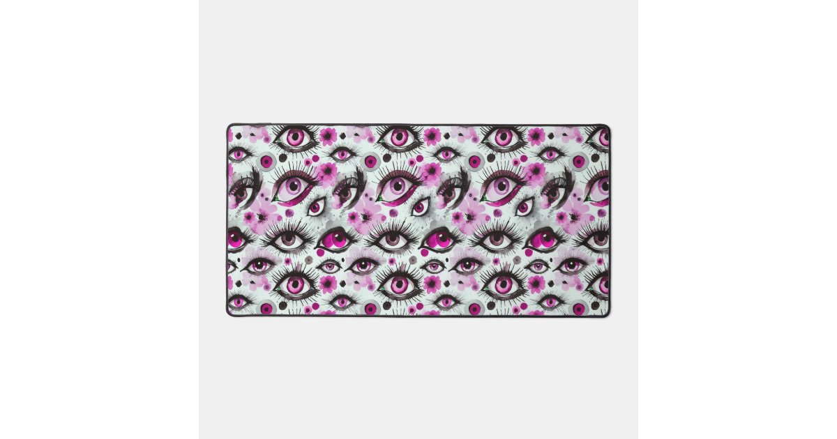Pink Watercolor Eyes and Lashes Desk Mat | Zazzle