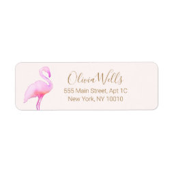Pink Watercolor Flamingo Label | Zazzle