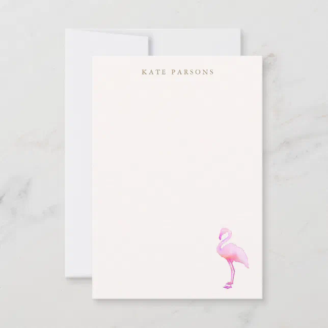 Pink Watercolor Flamingo Note Card | Zazzle