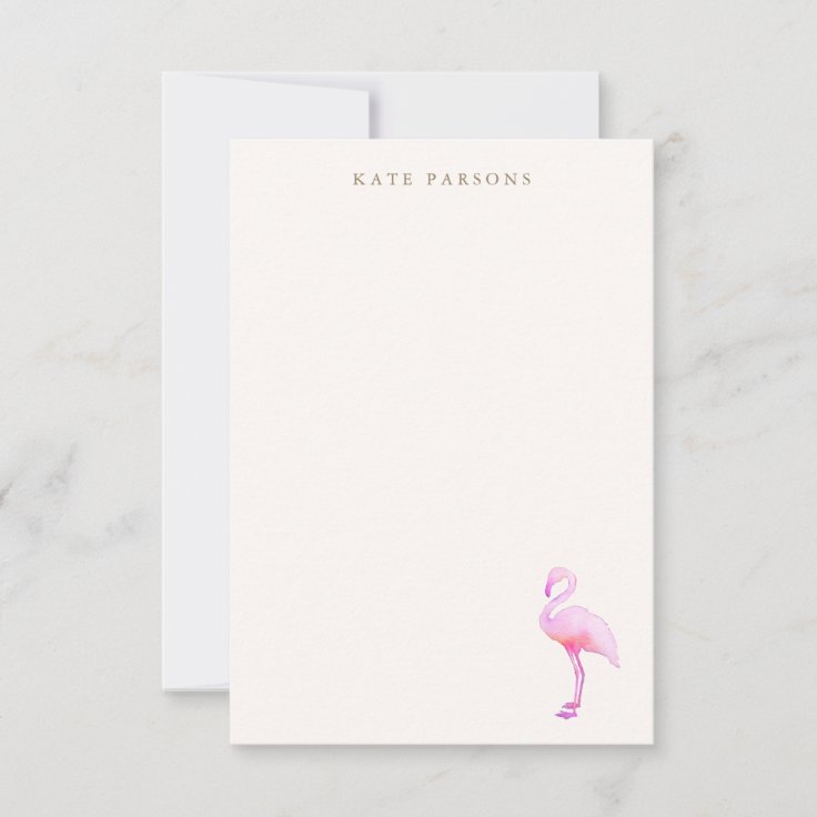 Pink Watercolor Flamingo Note Card | Zazzle
