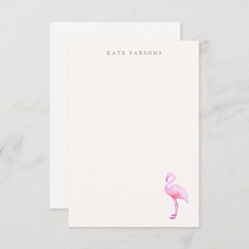 Pink Watercolor Flamingo Note Card | Zazzle