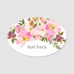 pink watercolor floral Classic Name Tag | Zazzle
