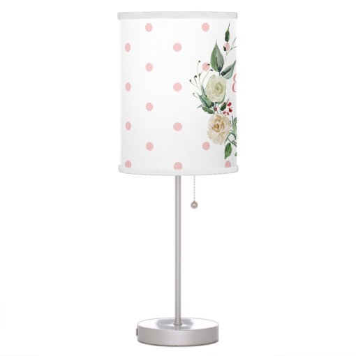Pink Watercolor Floral Dots Girl Baby Nursery Table Lamp | Zazzle