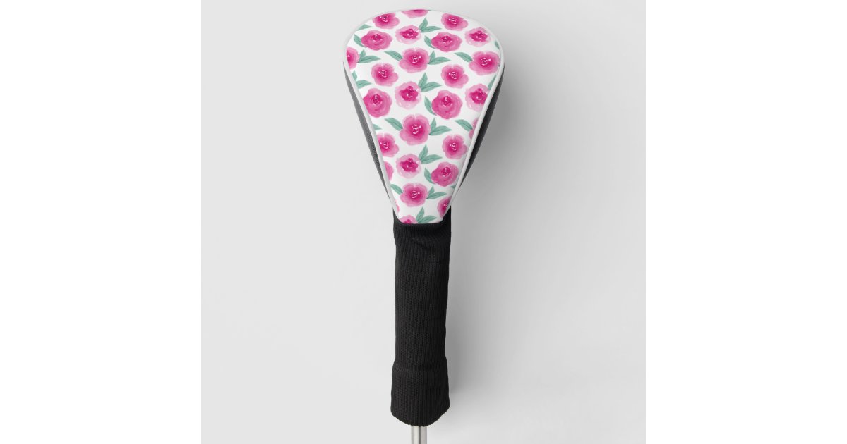 Pink Watercolor Floral Pattern Golf Head Cover | Zazzle