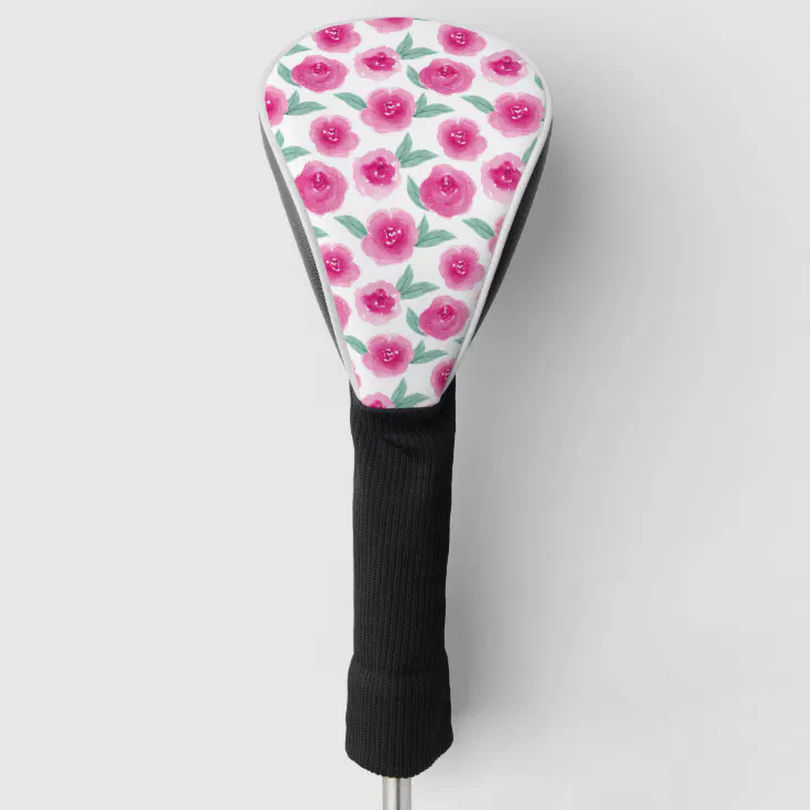 Pink Watercolor Floral Pattern Golf Head Cover | Zazzle