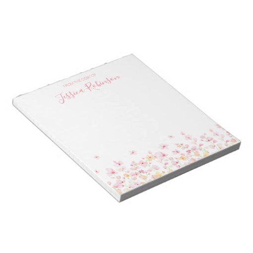 Pink Watercolor Floral Personalized Notepad | Zazzle
