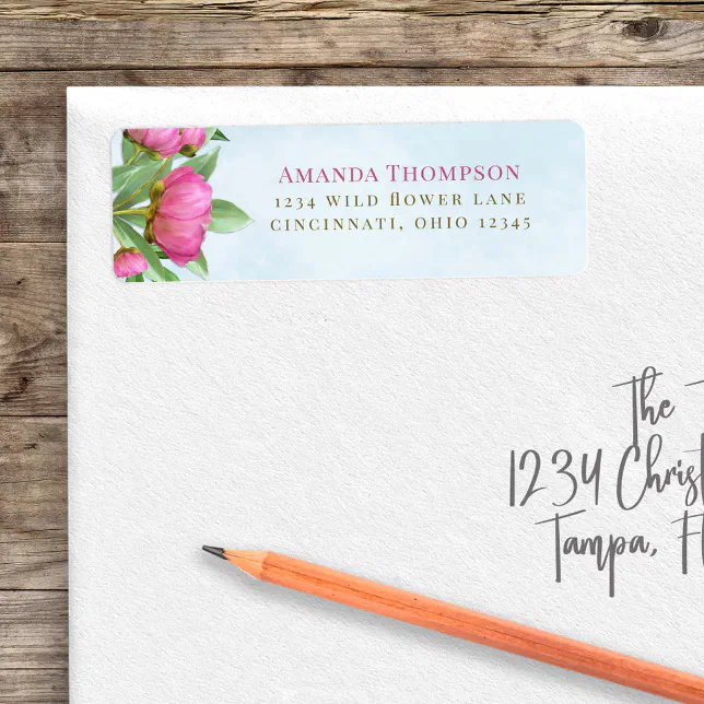 Pink Watercolor Floral Return Address Label | Zazzle
