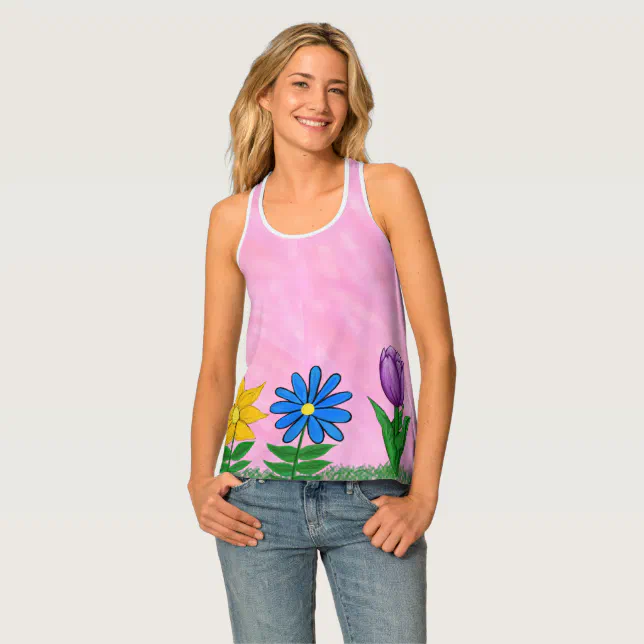 Pink Watercolor Floral Tank Top | Zazzle