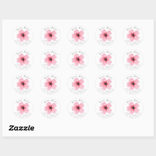 'Pink Watercolor Flower' Address Label | Zazzle