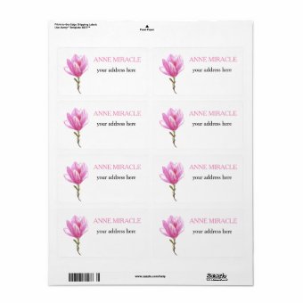 Pink Watercolor Flower Shipping Labels | Zazzle