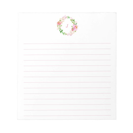 Pink Watercolor Flowers Bridal Shower Custom Notepad | Zazzle.com