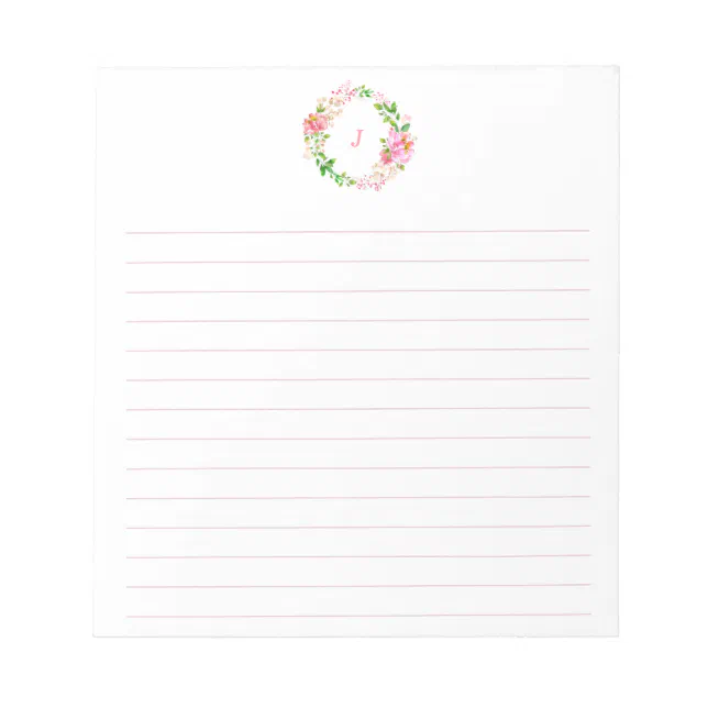 Pink Watercolor Flowers Bridal Shower Custom Notepad | Zazzle