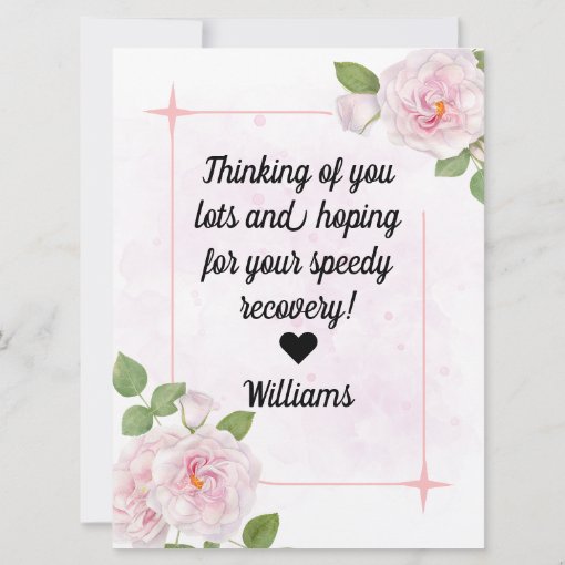 Pink Watercolor Flowers Get Well Soon Card | Zazzle