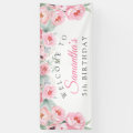 Pink watercolor Flowers, Girl Birthday Banner | Zazzle