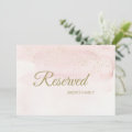 Pink Watercolor Gold Type Wedding Reserved Sign | Zazzle