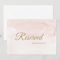 Pink Watercolor Gold Type Wedding Reserved Sign | Zazzle