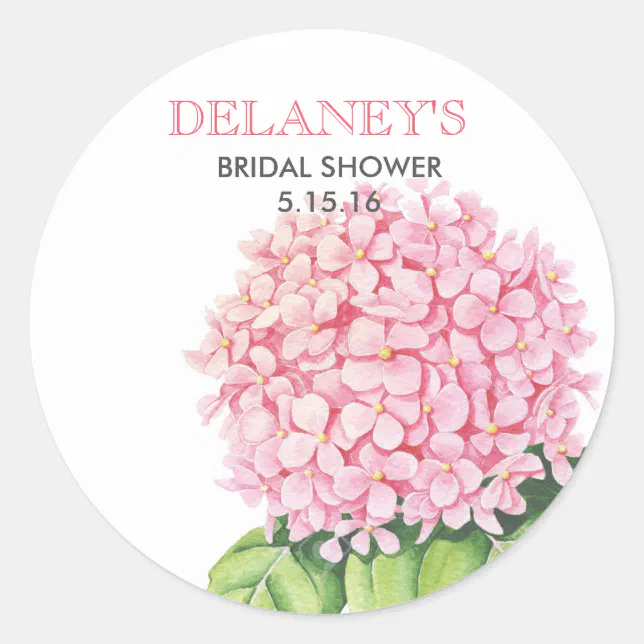 Pink Watercolor Hydrangea Stickers | Zazzle