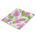 Pink watercolor lilac flowers tile | Zazzle
