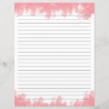 Pink Watercolor lined stationery paper | Zazzle