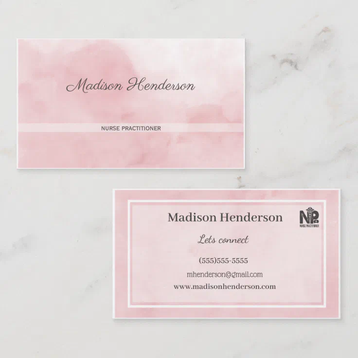 Pink Watercolor Nurse Practitioner Business Cards | Zazzle