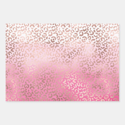 Pink Watercolor Ombre Leopard Print Wrapping Paper Sheets | Zazzle