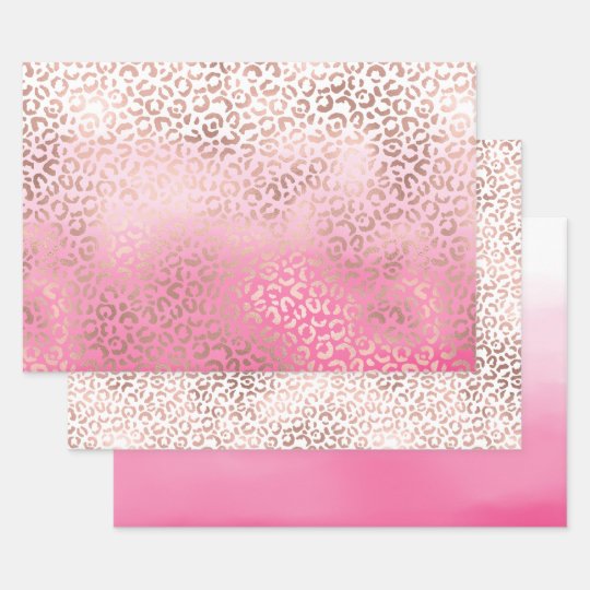Pink Watercolor Ombre Leopard Print Wrapping Paper Sheets | Zazzle.com