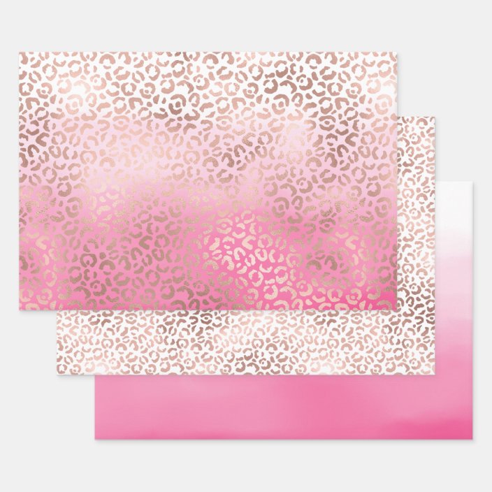 Pink Watercolor Ombre Leopard Print Wrapping Paper Sheets | Zazzle.com