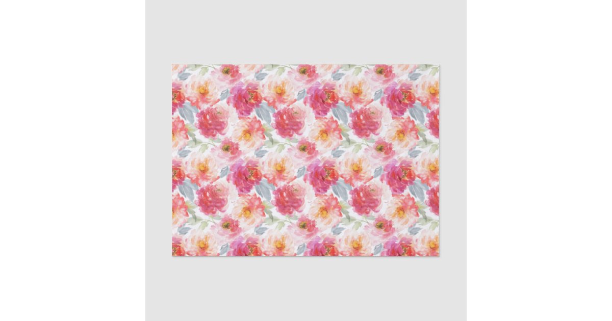 Pink Watercolor Peony Flower Pattern Tissue Paper | Zazzle