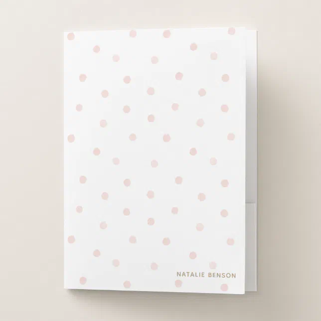 Pink Watercolor Polka Dot Personalized Pocket Folder | Zazzle