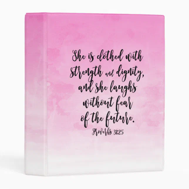 Pink Watercolor Proverbs 31 Christian Womens Bible Mini Binder | Zazzle