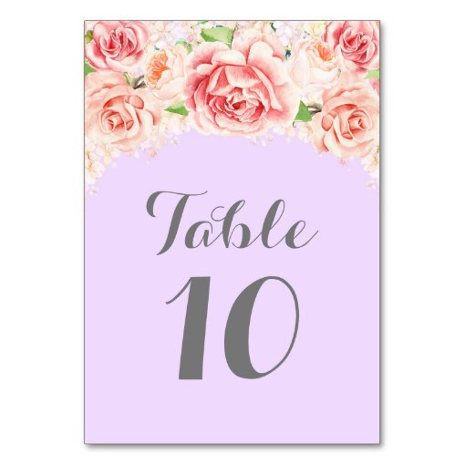 Pink Watercolor Purple Table Number Cards | Zazzle