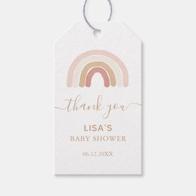 Pink Watercolor Rainbow Baby Shower Gift Tags | Zazzle