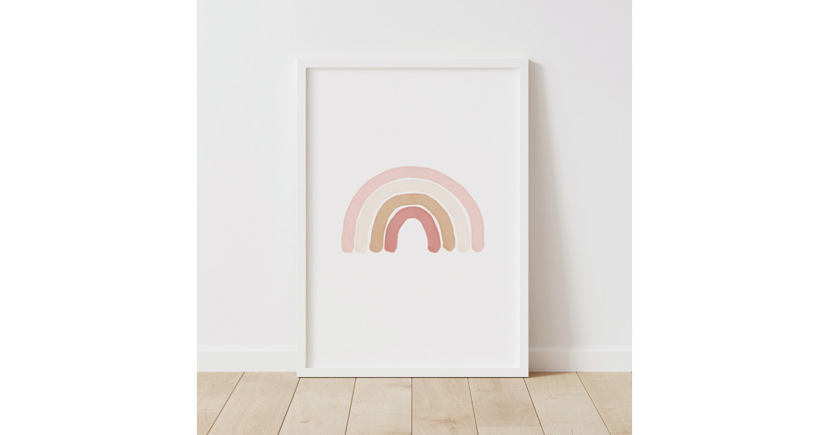 Pink Watercolor Rainbow Nursery Poster | Zazzle