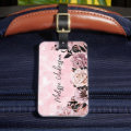 Pink Watercolor Roses Floral Luggage Tag | Zazzle