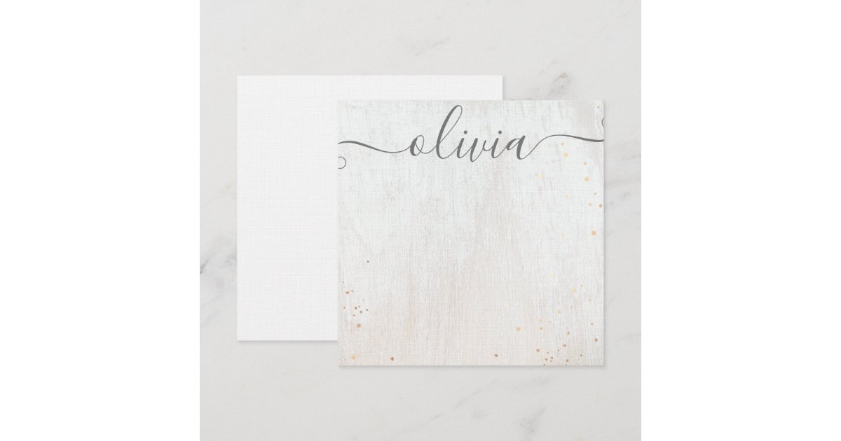 Pink Watercolor Signature Script Note Card | Zazzle