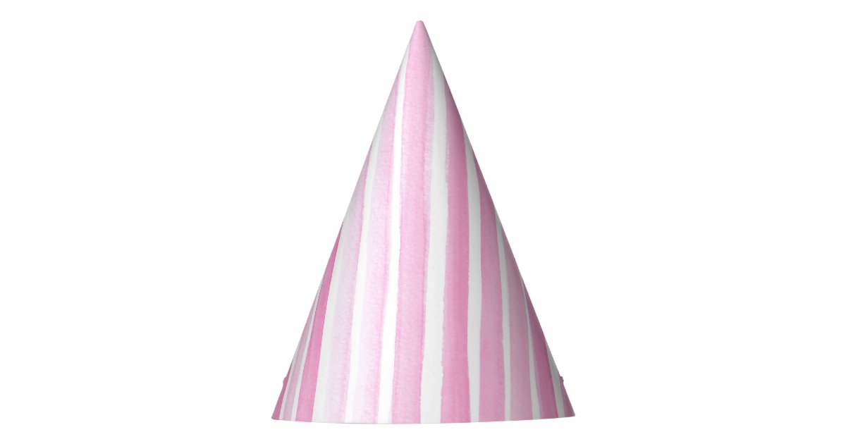 Pink Watercolor Stripe Birthday Party Hat | Zazzle
